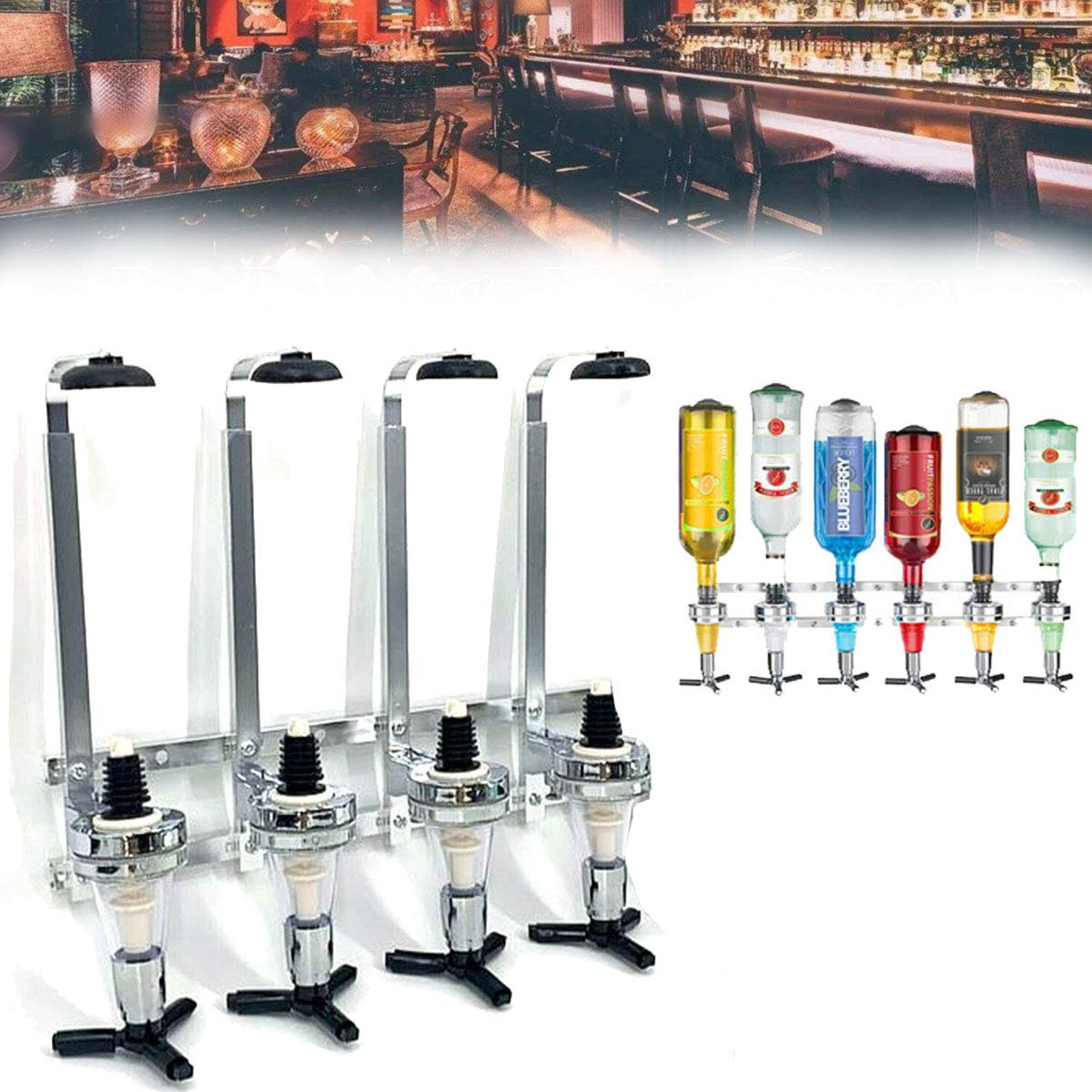 Dozator Bauturi pentru Perete cu 4 Suporti de Sticle – ShopGenius Romania